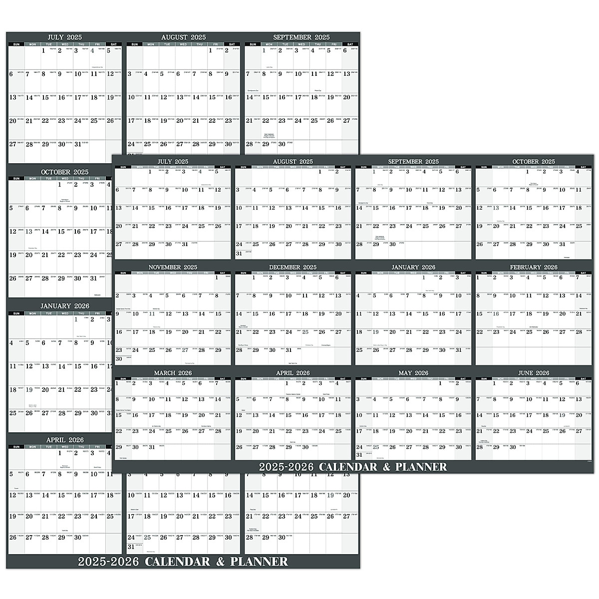 2023 Yearly Wall Calendar - 2023 Dry Erase Wall Calendar, Yearly Wall Calendar 2023 with Julian Date, 34.6" x 22.9" Full Year Wall Calendar, Jan. 2023 - Dec. 2023, Large, Wet & Dry Erase Laminated, Vertical/Horizontal, Reversible - Classic Grey
