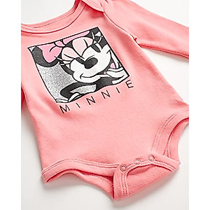 Disney Baby Girls? Minnie Mouse Layette Set - 3 Piece Bodysuit, Pants, and Bib (Newborn), Size 6-9 Months, Rose/Grey