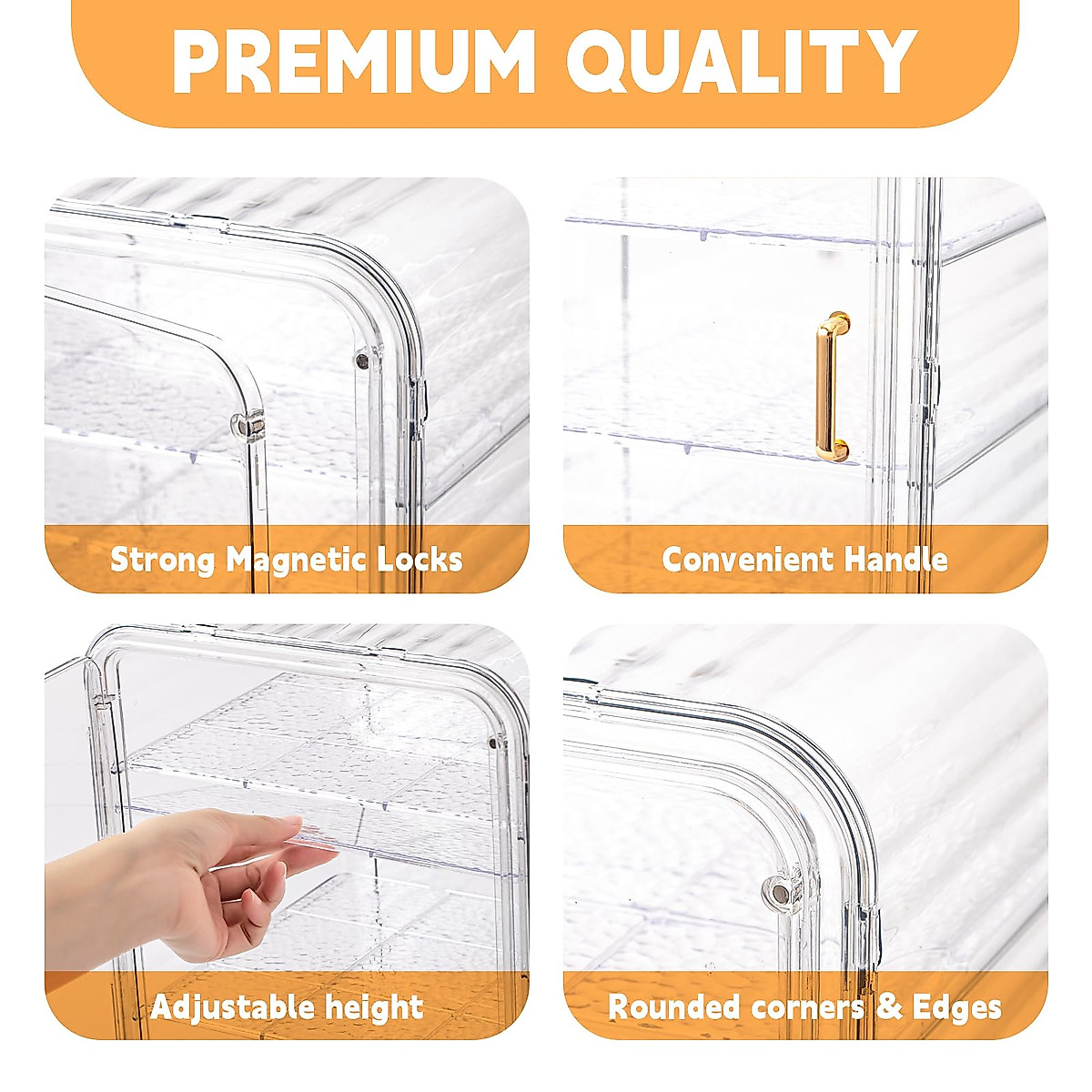 JILLMO Pastry Display Case, Bakery Display Case, Bread Box Plastic, Bread Keeper Storage Container Airtight, Four-Ply Adjustable Height Bread Boxes for Kitchen Counter