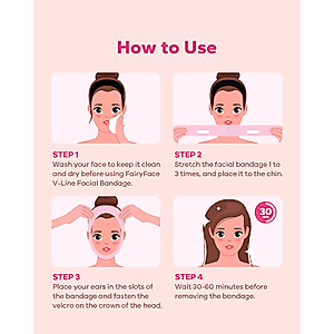 FairyFace Reusable V Line Lifting Mask, Double Chin Reducer, Chin Strap, Face Belt, Lift and Tighten the Face to Prevent Sagging, Create a V Shaped Face Full of Vitality