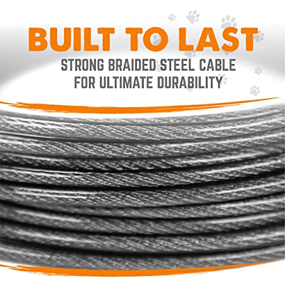 Mighty Paw Cable Tie Out for Dogs | 30’ Braided Steel Black Tieout. Chew Proof Lead for All Sized Pets. Great for Yard, Camping, and Outdoors. an Off-Leash Feel with Total Control (1/8", Up to 60lbs)