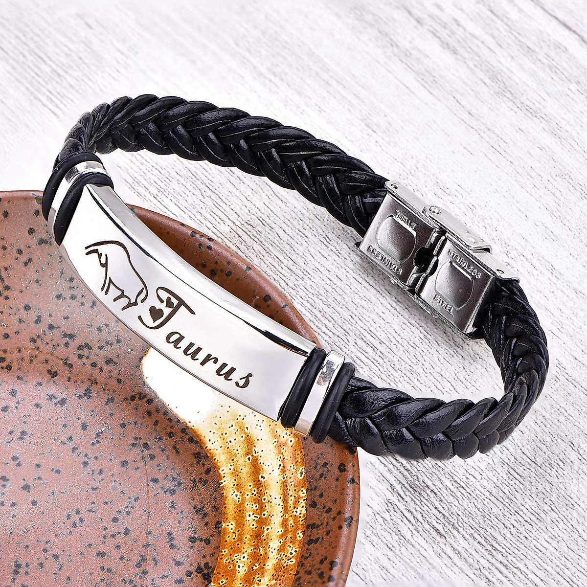 STARCHENIE Taurus Leather Bracelet 12 Constellation Braided Punk Wrist Rope Cuff Bracelet