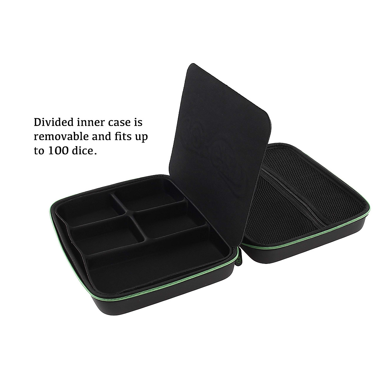 Forged Dice Co. Dice Box and Dice Tray with Removable Dice Holder - Storage Box Holds up to 300 Metal or Plastic Polyhedral Dice - Compatible with DND and Dungeons & Dragons Game Dice - Green