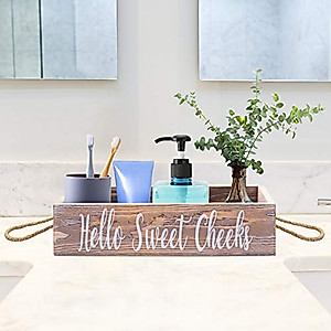 Bathroom Decor Box,2 Sides Funny Bathroom Signs Gift,Toilet Paper Holder Perfect for Farmhouse Bathroom Decor,Toilet Paper Storage,Rustic Bathroom Decor, Gifts for Her