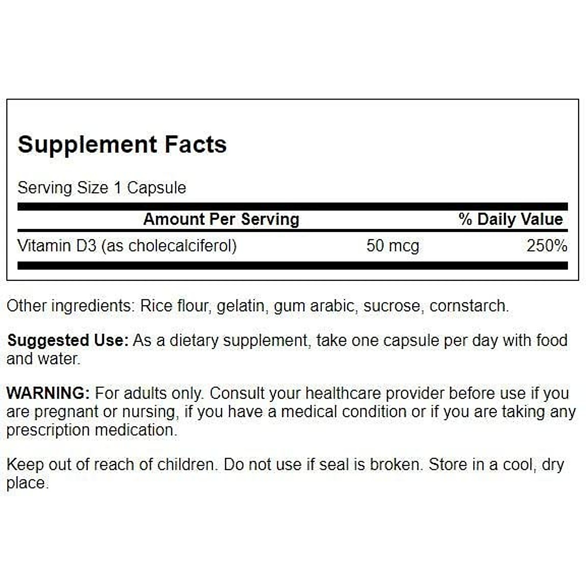 Swanson Higher Potency Vitamin D-3 2000 Iu - Sunshine Vitamin Bone, Immune Support (50 mcg) 250 Capsules (3 Pack)