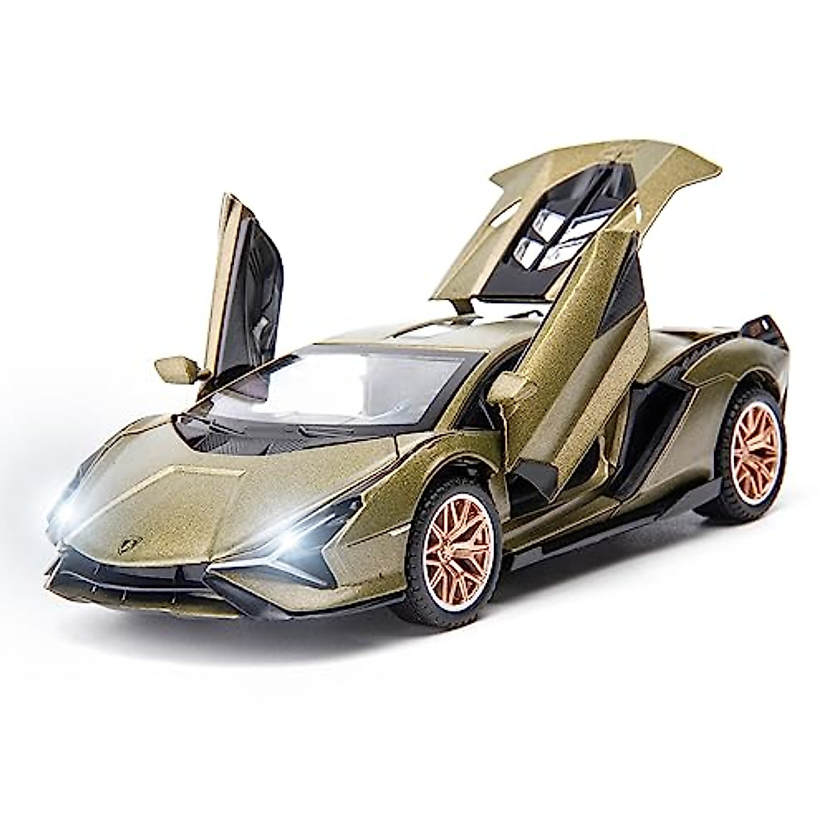 BDTCTK Sian FKP37 Car Model Toy 1:32 Child Sound and Light Pull Back Car Zinc Alloy Casting Toys for Kids Boy Girl Gift (Army Green)