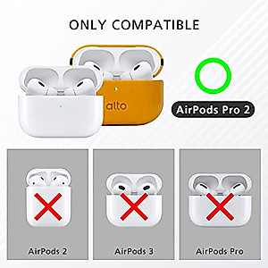 Alto Case for AirPods Pro 2 with Keychain, Italian Leather Case Cover Compatible AirPods Pro 2nd Generation 2022 Women Men Protective Hard Shell Supports Wireless Charging Front LED Visible (Brown)