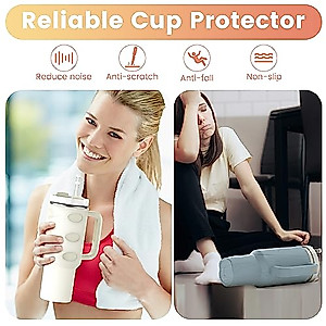 OUTXE Silicone Boot for 40oz Stanley Quencher, Water Bottle Boot Sleeve for Stanley Cup H2.0 Tumbler, Stanley Bottom Protector Accessories, Clear Translucent