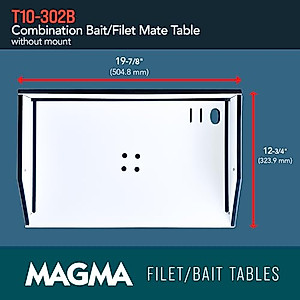 MAGMA Products Bait/Filet Mate Table, White/Black/White, 20" (T10-302B)