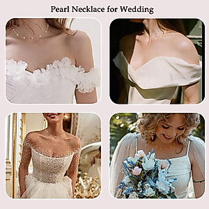 FUNEIA Dainty Pearl Necklace for Women Girls 14K Gold Plated Faux Pearl Choker Necklaces Trendy White Silver Small Pearl Necklace Strand Wedding Prom Bridal Pearls Jewelry 14/16/18/20 Inches