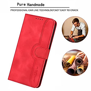 JLHYYXH Case for Sony Xperia 1 III, Premium Smile Magnetic Kickstand Shockproof Credit Card Slot Wallet Case Flip Cover Case for Sony Xperia 1 III-Red