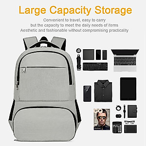 Lunch Backpack, Insulated Cooler Backpack Fits 15.6 Inch Laptop, Water-Resistant Backpack with USB Charging Port for Men, for Work Beach Camping Picnics Hiking,Light Grey