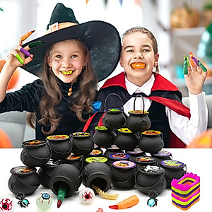 168 PCS Halloween Party Favors 24 Pack Prefilled Small Plastic Witch Cauldron Halloween Toys in Bulk Halloween Prizes Gifts for Kids Trick or Treat Halloween Goodie Bag Fillers Party Favor Toys
