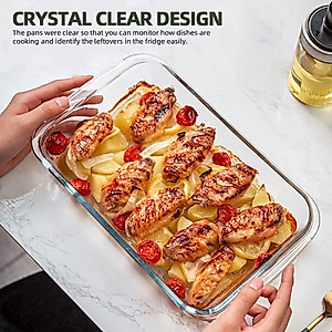 KOMUEE Rectangular Glass Baking Dish with Lids Set & Round Glass Food Storage Containers With Lids Set,Glass Bakeware Set with Lids for Lasagna, Leftovers, Cooking, Kitchen, Fridge-to-Oven,Gray