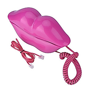 Lips Telephone Novelty Rose Red Mouth Lip Shaped Phone Landline Cute Shining Desk Corded Phone for Home Hotel Office Decoration Kids Girls Gift