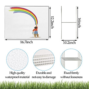 4 Pack Blank Yard Signs with H Metal Stakes,17"x12" Garage Sale Signs,White Plastic Customize Yard Signs for Garage Sale,Rent, Guidepost Decorations,DIY Outdoor Sign for House,Road