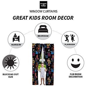 Franco Kids Bedding Super Soft Comforter and Sheet Set with Sham, 5 Piece Twin Size, Five Nights at Freddy's & Kids Room Window Curtains Drapes Set, 82 in x 84 in, Five Nights at Freddy's