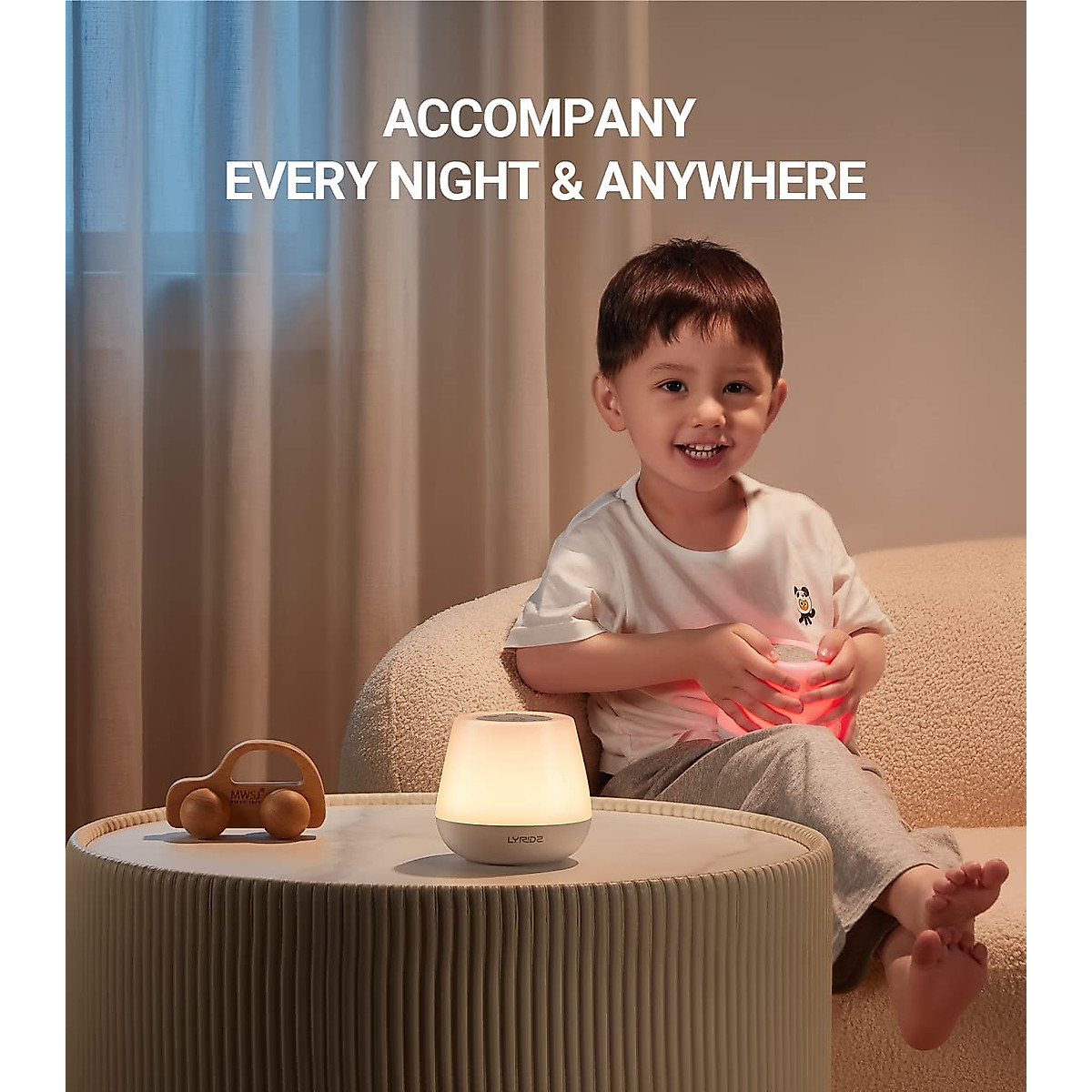 Lyridz Nursery Night Light for Babies, LED Rechargeable Bedside Touch Sensor Lamp for Kids Breastfeeding, 2 Colors Dimmable Egg Night Light, Timer, 2500mAh Lithium Battery