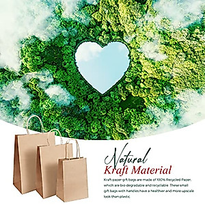 Paper Gift Bags 5.25x3.75x8" 50Pcs, Metronic Christmas Gift Wrap Bags with Handles, Brown Kraft Paper Bags for Small Business, Heavy Duty Bulk Paper Bags for Birthday Party Favors, Shopping, Retail, Merchandise