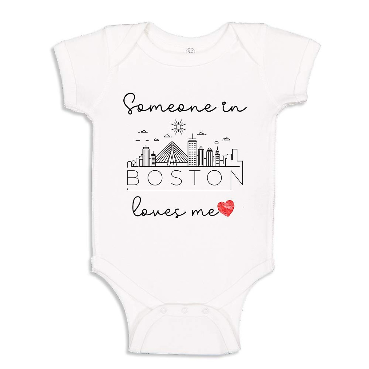 Someone in Boston Loves Me Baby One Piece Massachusetts Infant Bodysuit 6 mo White