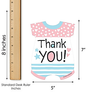 Big Dot of Happiness Baby Gender Reveal - Shaped Thank You Cards - Team Boy or Girl Party Thank You Note Cards with Envelopes - Set of 12