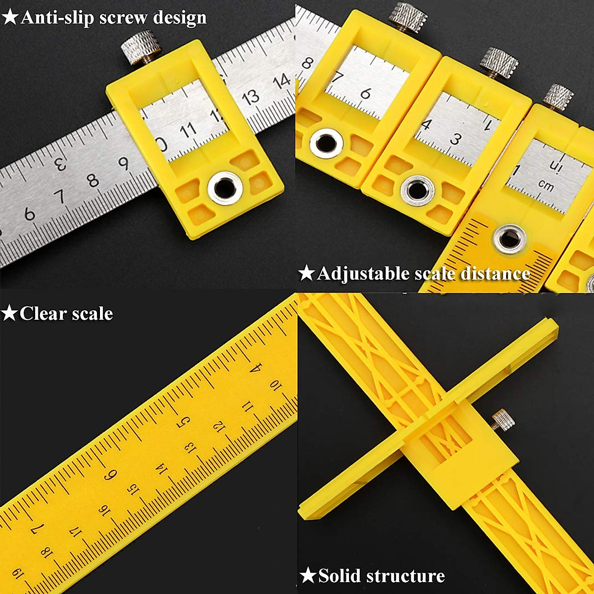 Cabinet Pull Template Hardware Jig, Punch Locator Drill Guide Wood Drilling Doweling Tool for Door and Drawer Handle Knob, Adjustable Pull Installation Template Tool for Drilling Holes on Wood Drill