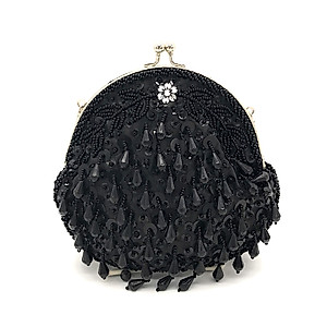 Frewahmesh Women clutch sequins evening purse bag for Cocktail Party Prom Wedding Banquet (Black)