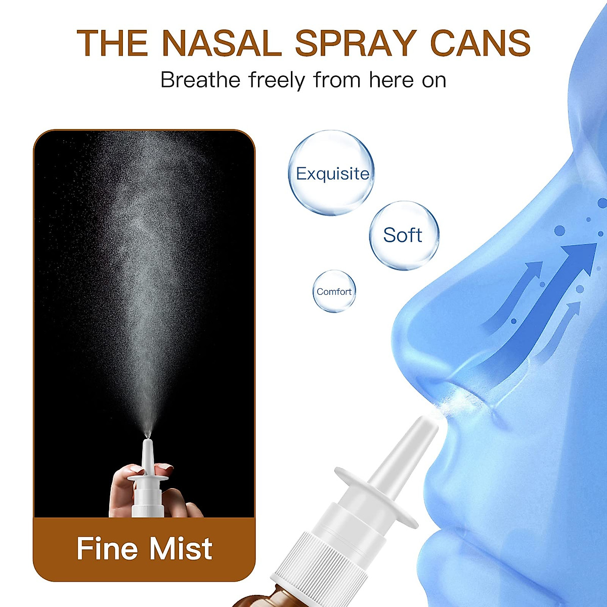 Nasal Spray Bottle, 3 Pcs 30ML/1oz Glass Amber Refillable Fine Mist Sprayers Atomizers, Small Empty Nasal Sprayer with Funnels and Labels