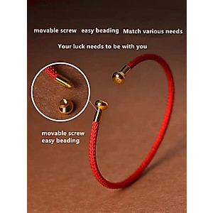 PengZhang BCletty Bracelet Unisex Steel Rope Bracelet Couple Bracelet Simplicity Fashion Titanium Buckle Adjustable Wire Rope Bracelet (Open Bracelet - Red, not adjustable)
