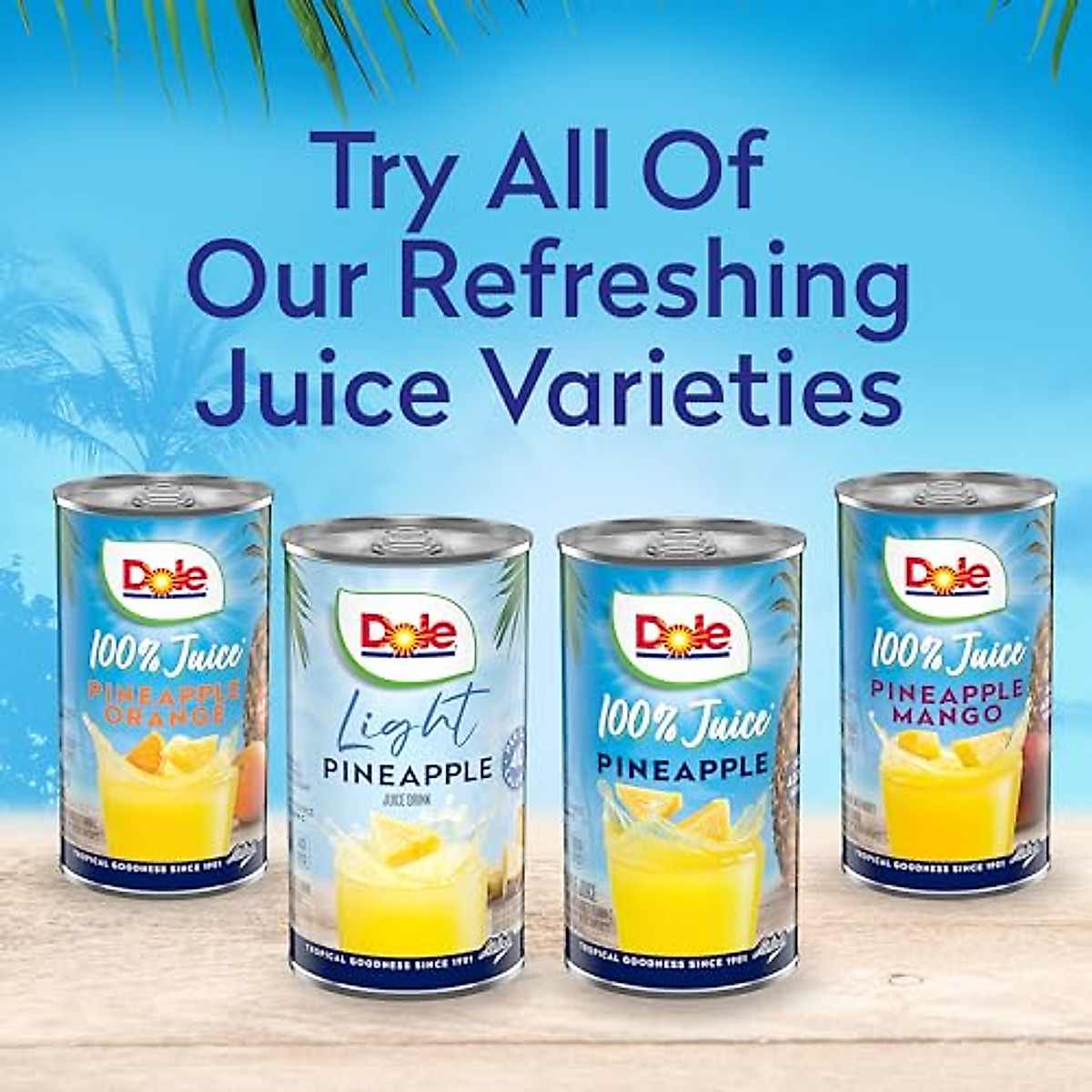 Dole 100% Pineapple Juice, No Added Sugar, Excellent Source of Vitamin C, 100% Fruit Juice, 6 Fl Oz (Pack of 6), Packaging May Vary
