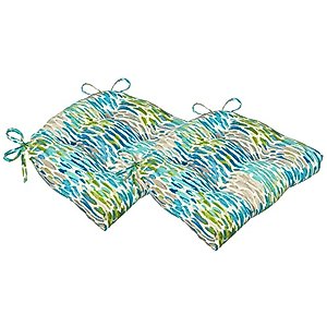 Pillow Perfect Outdoor/Indoor Make It Rain Cerulean Chair Pads, 2 Count (Pack of 1), Blue