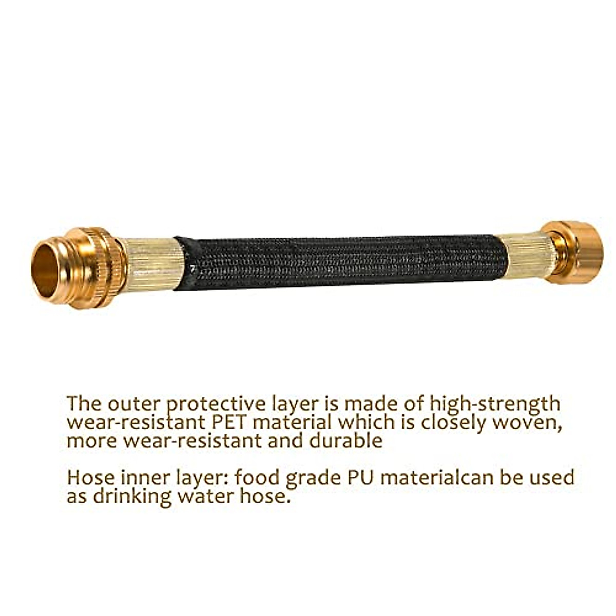 persevere 0.8ft Garden Hose Extension Flexible Water Hose Adapter Short Connector Hose with Integrated Spiral Tube for Hose Reel/RV/Dehumidifier