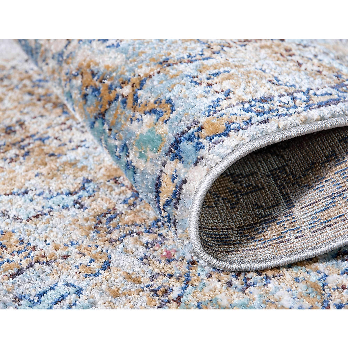 Unique Loom Augustus Collection Rustic Traditional, Bohemian Area Rug, 3' 3" x 5' 3", Tan/Blue