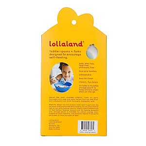 Lollaland 5 Piece Plastic Toddler Silverware Spoon and Fork Utensil Set - Reusable Toddler Cutlery with Hygienic Travel Pouch (Red) - 1 Set