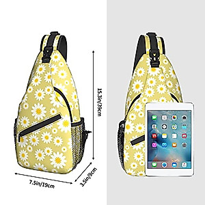 Flower Daisy Sunflower Crossbody Backpack Sling Bag Lightweight Shoulder Bags for Women Men Gifts Travel Sport Walking Biking Cycling Daypack