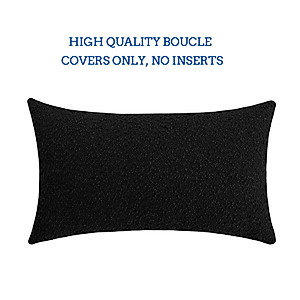 Jeneoo Black Decorative Lumbar Thick Throw Pillow Covers Fine Textured Boucle Couch Cushion Case for Sofa Decor, Set of 1, 14 x 36 Inch