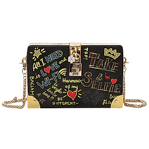 Clutch Purses Crossbody Bag for Women Chic Box Bag Shoulder Handbags for Daily Use Travel Work Prom (Black)