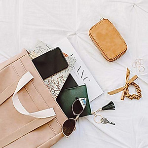 Travel Jewelry Case, Leather Zippered Jewelry Organizer Box for Girls Women Gift with Velvet Necklace Earring Ring Holder Brown