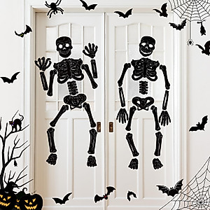 Bememo Halloween Skeleton Garage Door Magnets 42.9 Inches Dancing Skeleton Skull Magnetic Sticker Decor Black Large DIY Garage Magnets for Halloween Party Home Door Car Dishwasher Decor