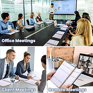 Meeting Notebook, 240 Page Hardcover Leather Notebooks for Work, Professional B5 Notebook with Action Items, 24 PCS Sticky Tabs for Organizer Notebook, Project Planner Notebook for Women Men, Black