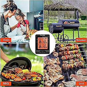 Cloud bbq Wireless Meat Thermometer of 500FT, Bluetooth Meat Thermometer for Smoker Oven, Grill Thermometer with Four Probes, Smart Rechargeable BBQ Thermometer for Cooking Turkey Fish Beef