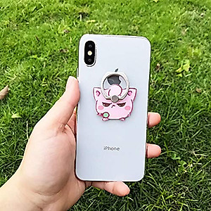 ZOSTLAND 3PCS Fairy Fat Monster Phone Ring, Universal 360°Adjustable Phone Case Finger Stand Holder Desk Stent Mount Car Hook Compatible with All iPhone 13 12 11 XS MAX X Plus iPad (Fox Puff Bear)