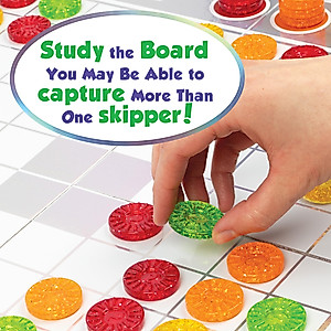 MindWare Skippity – Jump-and-Capture Board Game for 2 to 4 Players – Twist on Checkers – 100pc – Fun for Kids & Adults, Ages 5+