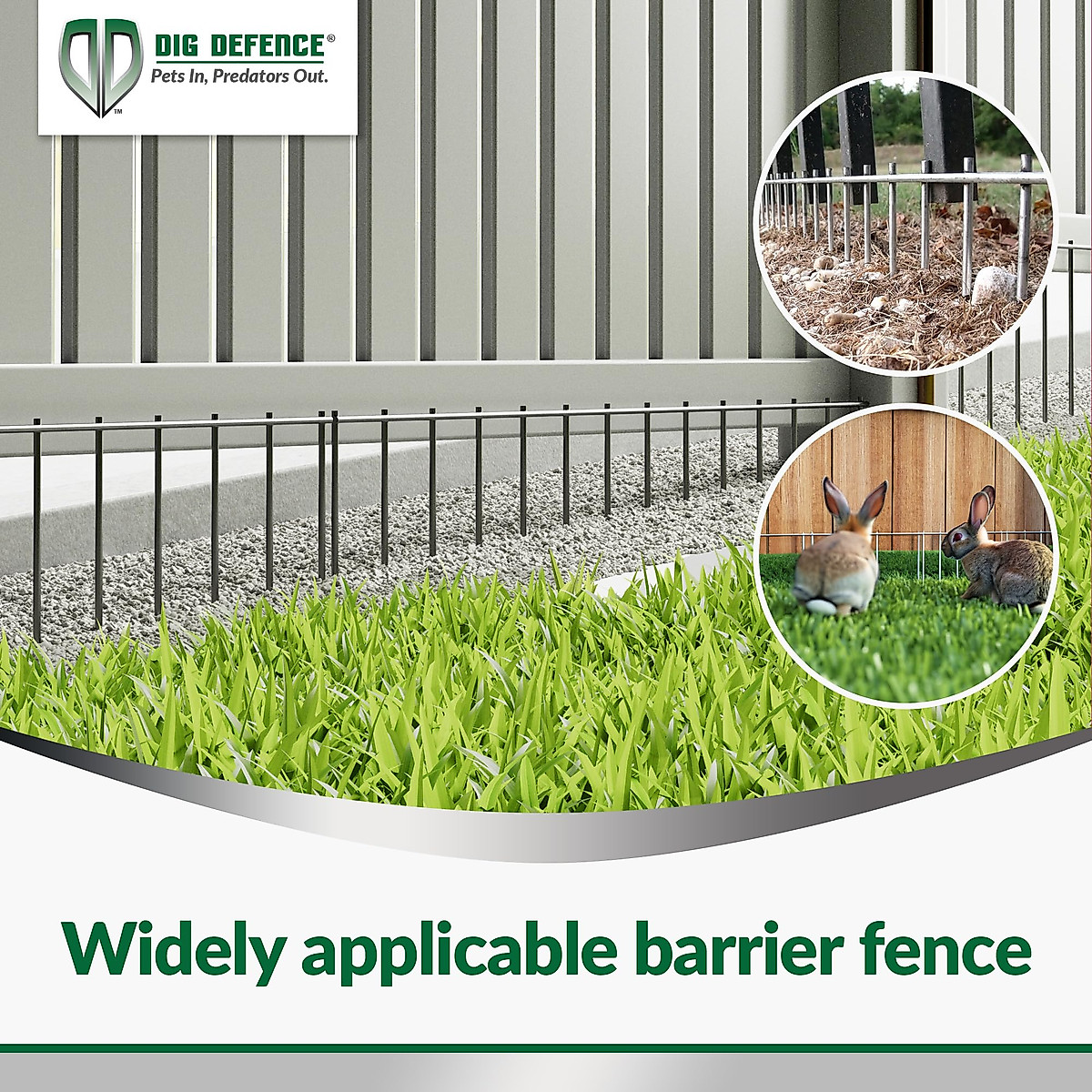 Dig Defence 10 Pack, 30’ Original Animal Barrier Fence - Large No Dig Fence for Dogs and Rabbits, Durable Outdoor Dog Fence Barrier for Yard & Patio