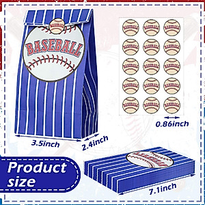 Outus 30PCS 7.1 x 3.5 x 2.4 Inch Baseball Party Bags Baseball Goodie Candy Treat Bags Kraft Paper Bags for Baseball Themed Party Kids Adults Birthday Party Supplies Decorations