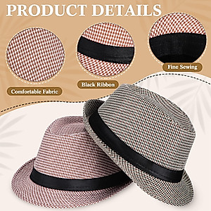 35 Pack Short Brim Straw Hats Unisex Summer Beach Sun Hat Bulk Classic Trilby Hat with Black Band Cotton Sun Straw Hat Panama Cap for Man Woman 35 Colors
