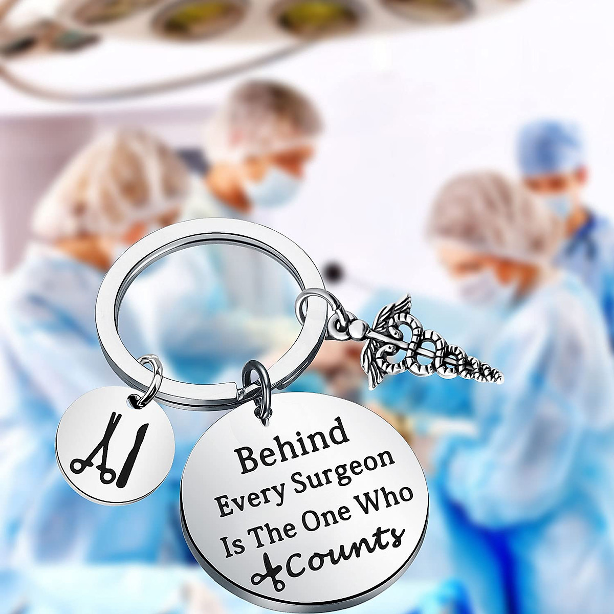 ENSIANTH Surgical Tech Gift Surgical Technologist Keychain Behind Every Surgeon is The One Thank You Gift for Surgical Tech (Surgical Tech Key)