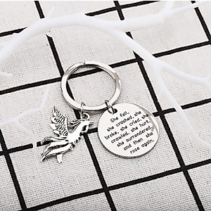 BAUNA Phoenix Encouragement Keychain Phoenix Jewelry For Friends She Fell She Broke and Then She Rose Again Phoenix Charms (Phoenix Encouragement Keychain)