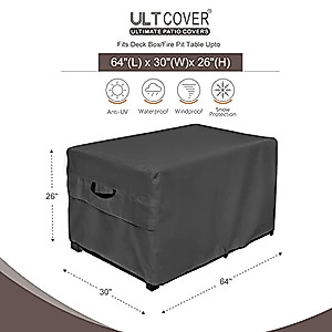 ULTCOVER Patio Deck Box Storage Bench Cover - Waterproof Outdoor Rectangular Fire Pit Table Covers 64 x 30 inch, Black