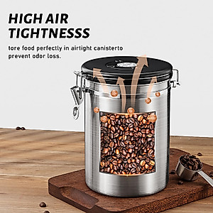 LAMLENT 2800ML Large Capacity Sealed Coffee Maker, Stainless Steel Container with Spoon, Ground Coffee, Beans and Tea, Keep Coffee Fresh,94.7OZ